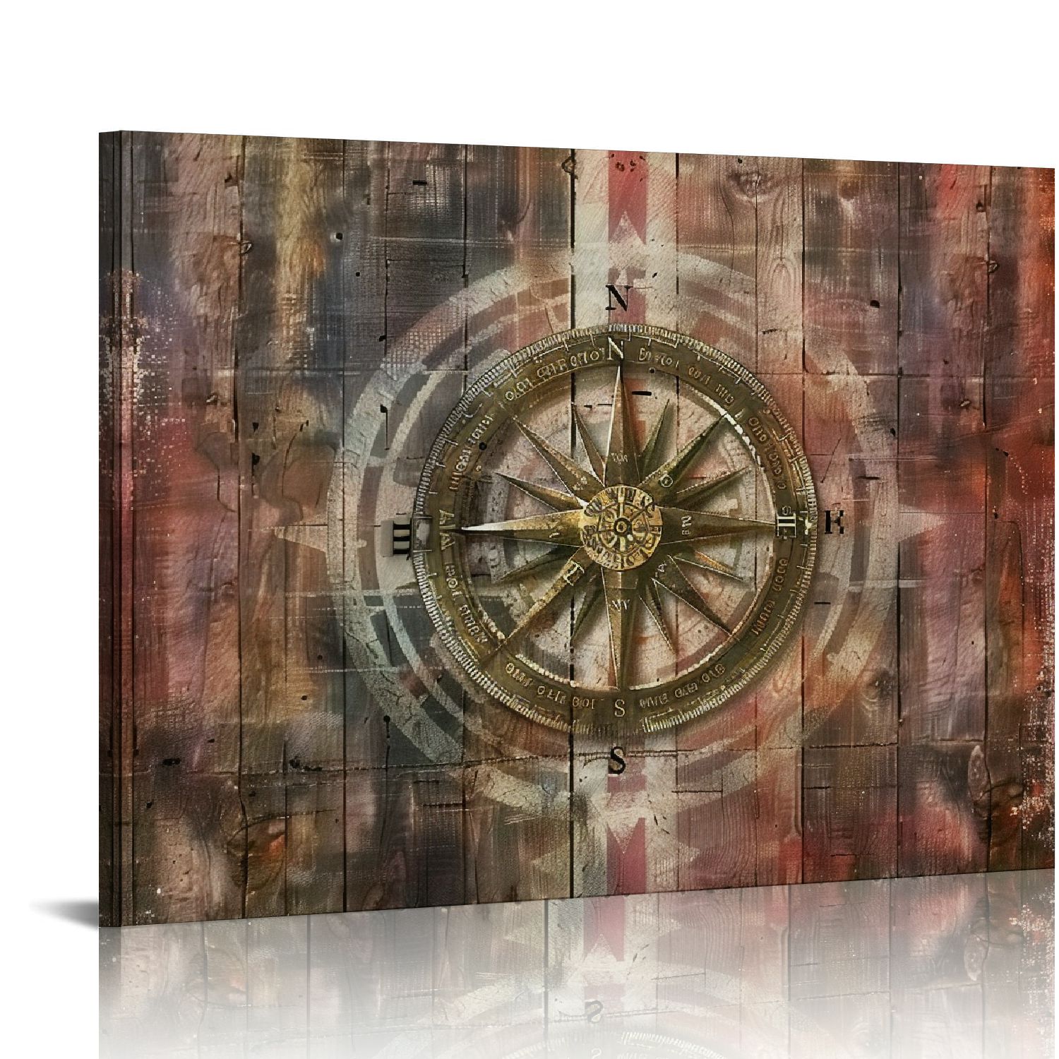 Orinice Compass Wooden Wall Faded Background Fine Art Aesthetic Poster ...