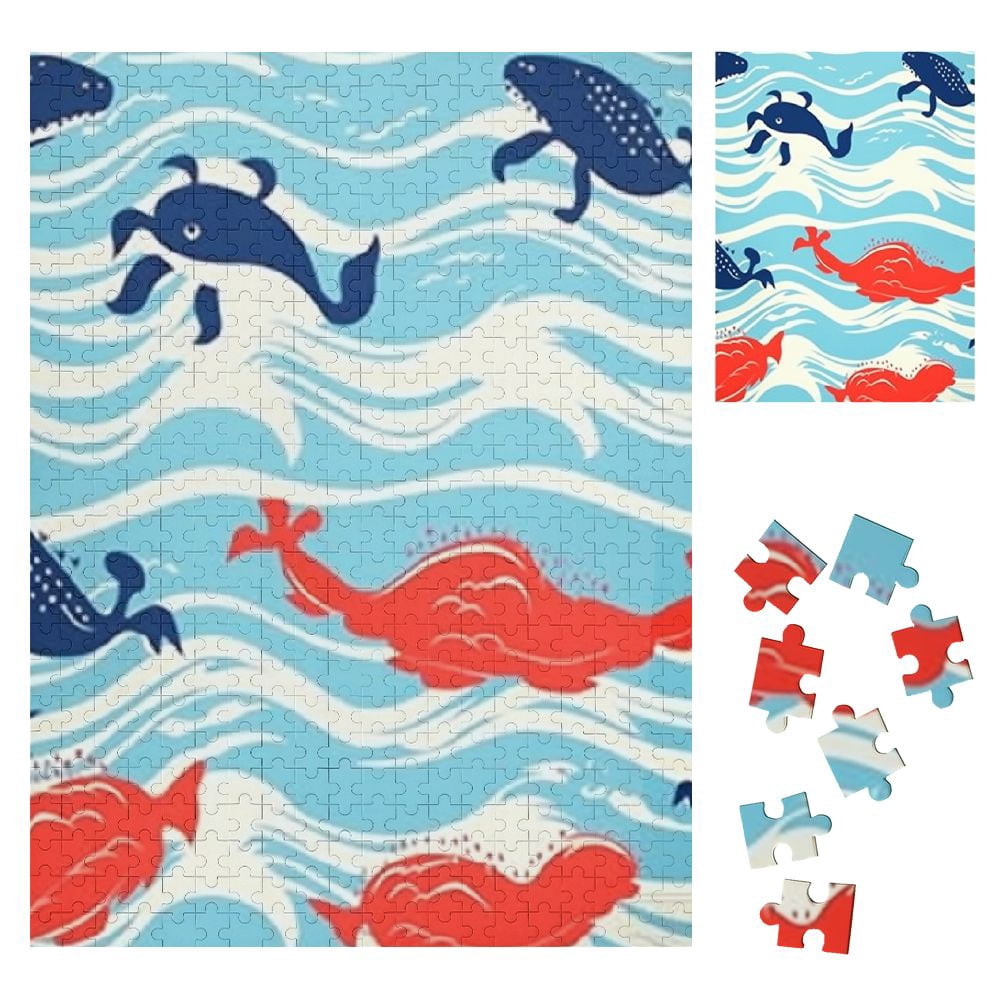 Orinice Crab Whale Waves Wooden Jigsaw Puzzle Vertical Style Adults and ...