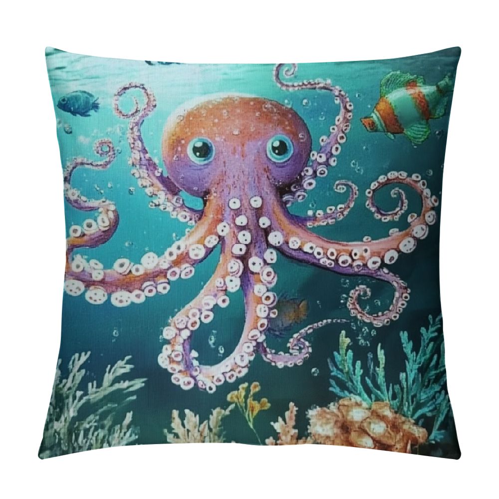 Orinice Octopuses Marine Creatures Ocean Graphic Decorative Cushion ...