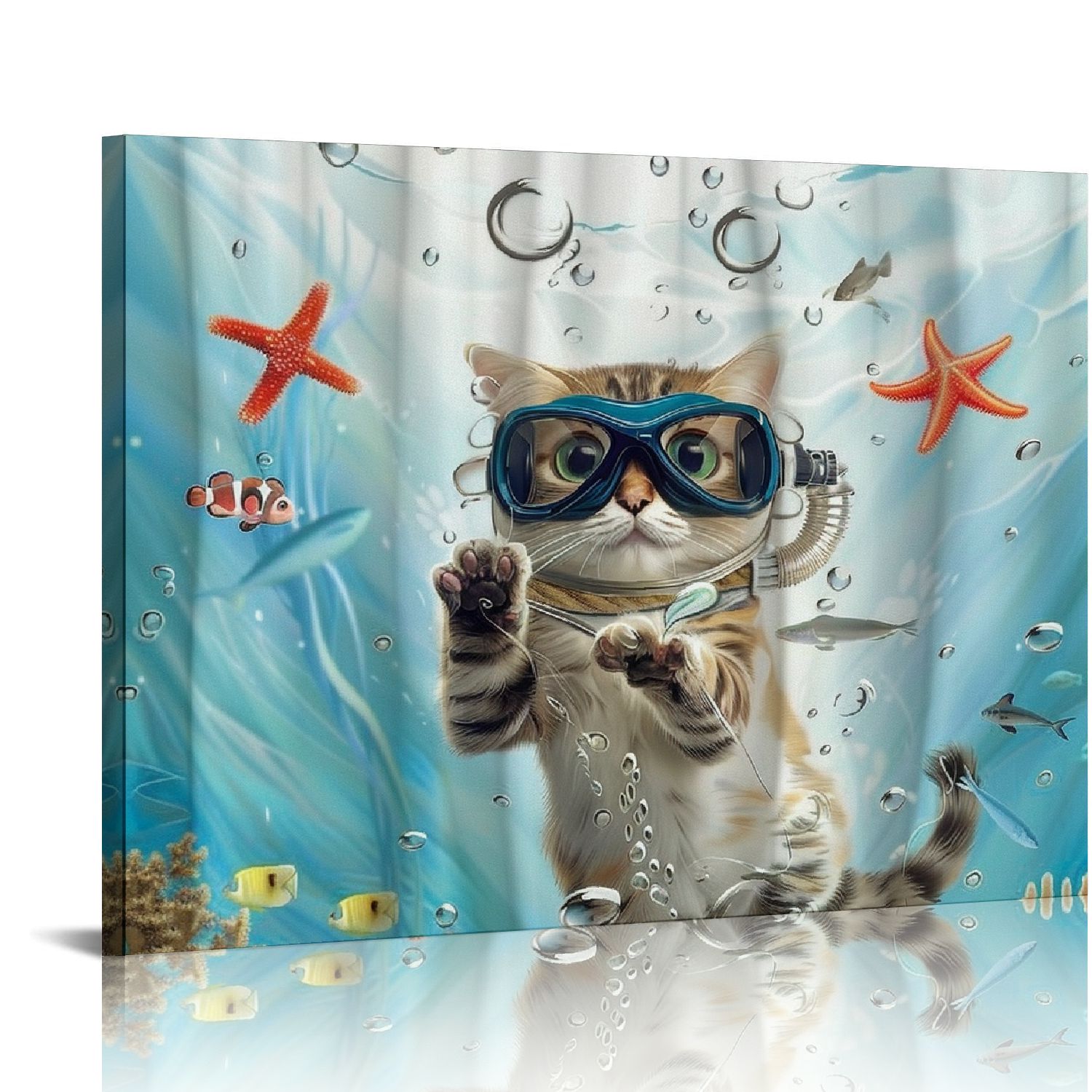 Orinice Cute Cat Fish Starfish Fine Art Aesthetic Poster & Print Wall ...
