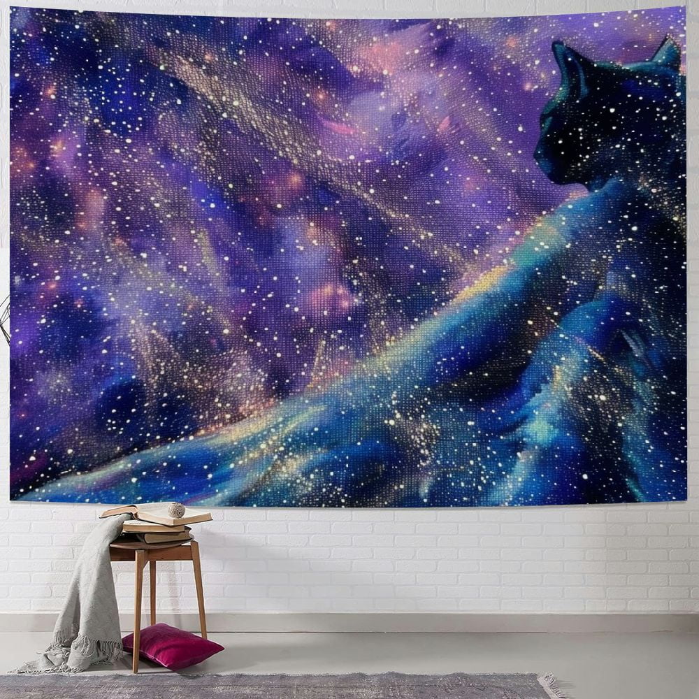 Orinice Cute Cat Stars Space Art Tapestry Wall Hanging Unique Style ...