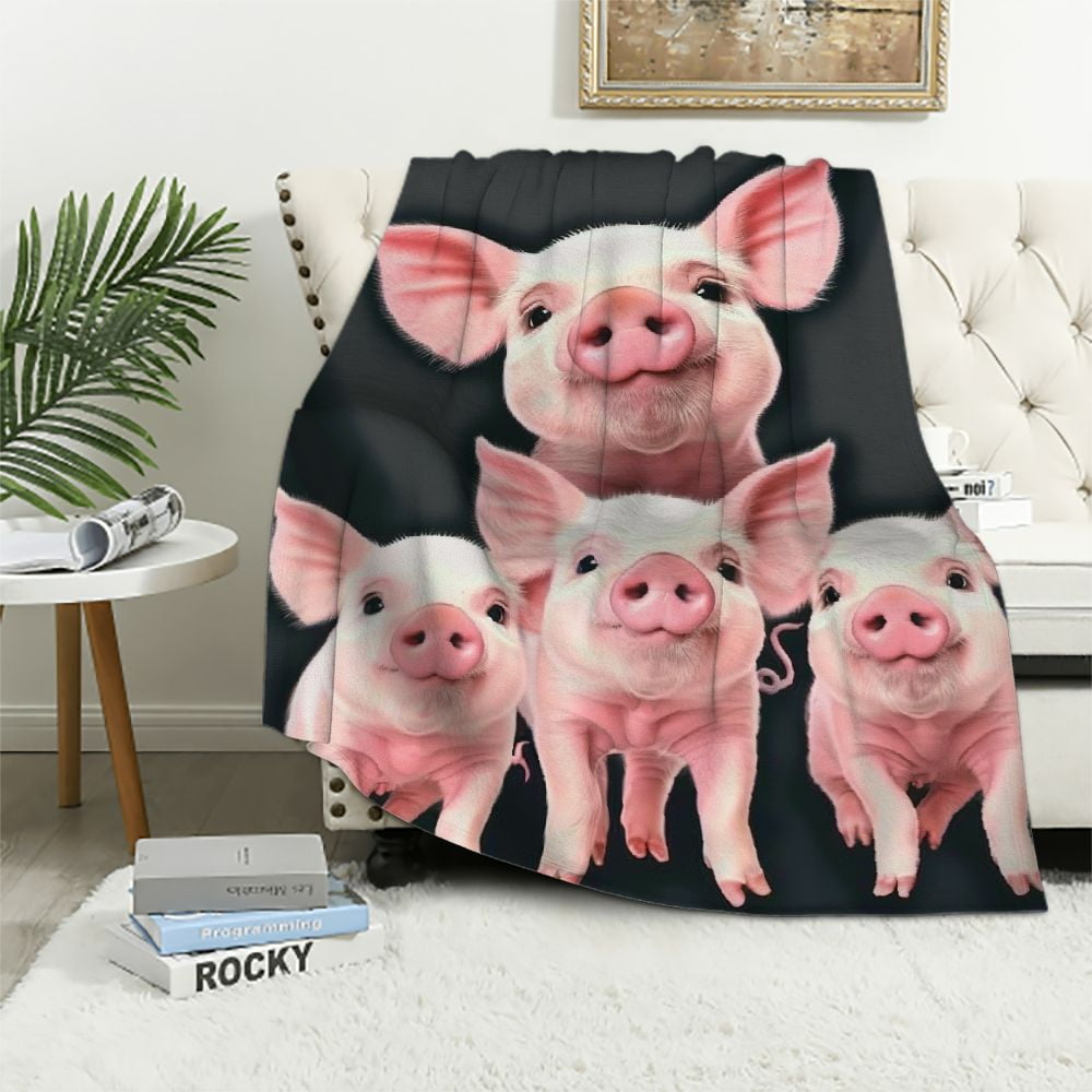 Orinice Cute Pink Pigs Blanket Gifts for Adults Kids Cartoon Piggy ...