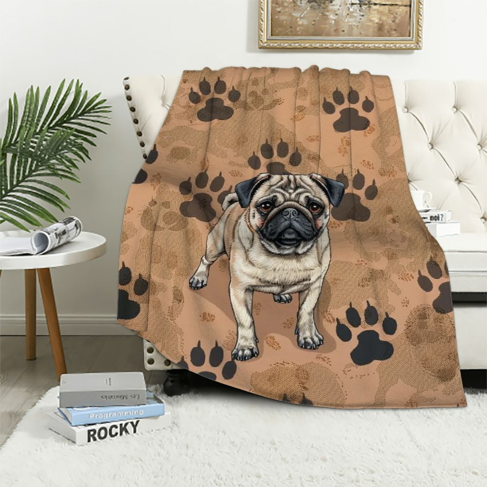 Orinice Cute Pug Blanket Gifts for Kids Adults Pugs Lovers for Living ...