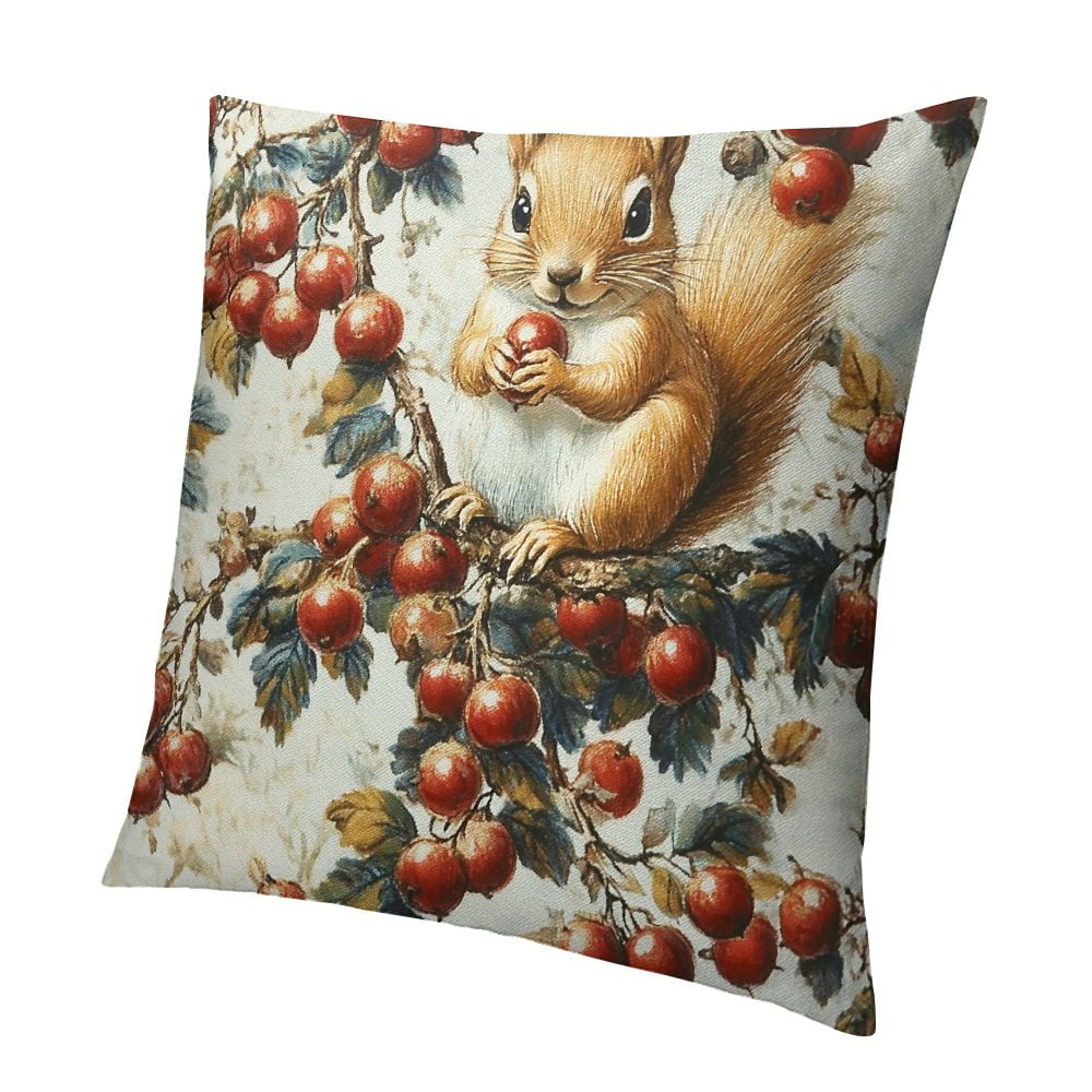 Orinice Cute Squirrel Pillow Covers Watercolor Green Leaves Red Fruits ...