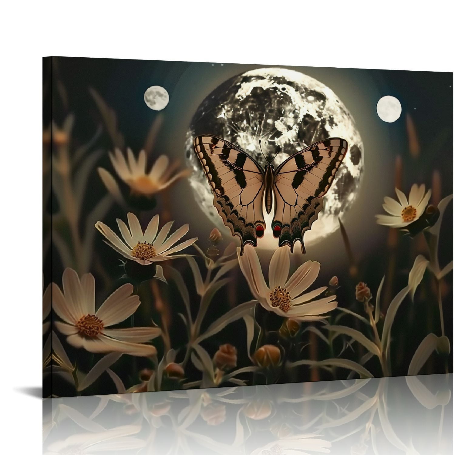 Orinice Dark Moth Canvas Wall Art Dark Academia Painting White ...