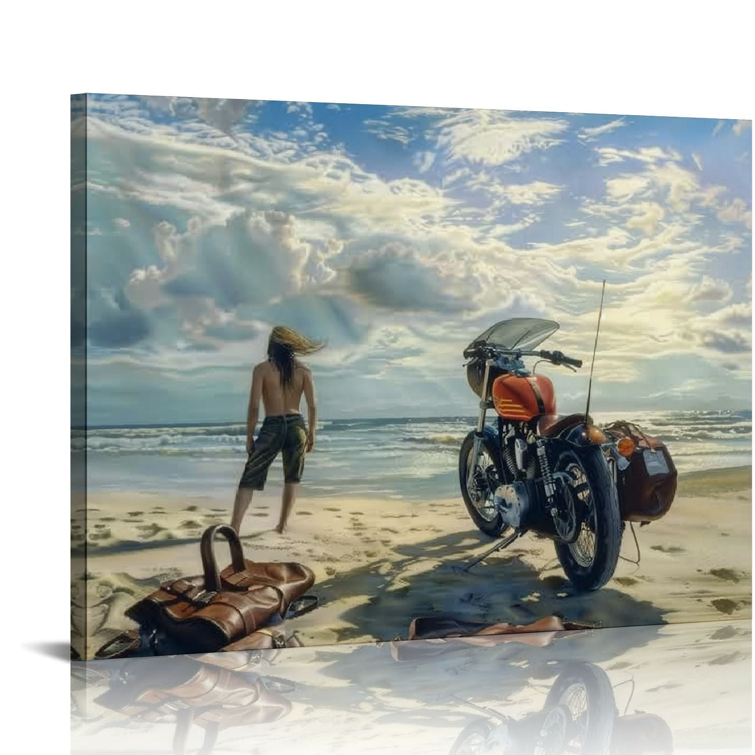 Orinice David Mann Biker Nostalgic Motorcycle Canvas Print Wall Art ...