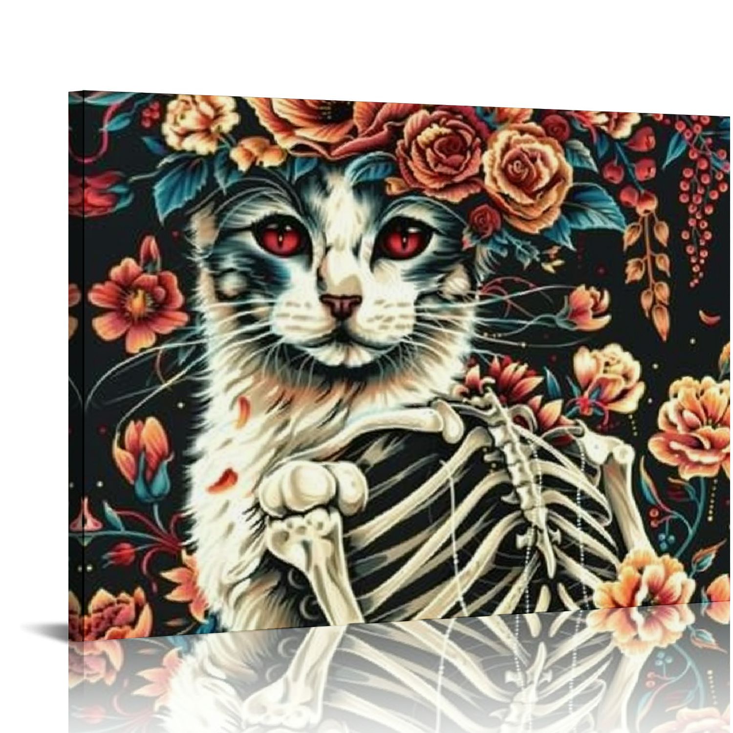 Orinice Day of the Dead Canvas Art Paintings,Mexican Sugar Skull Cat ...