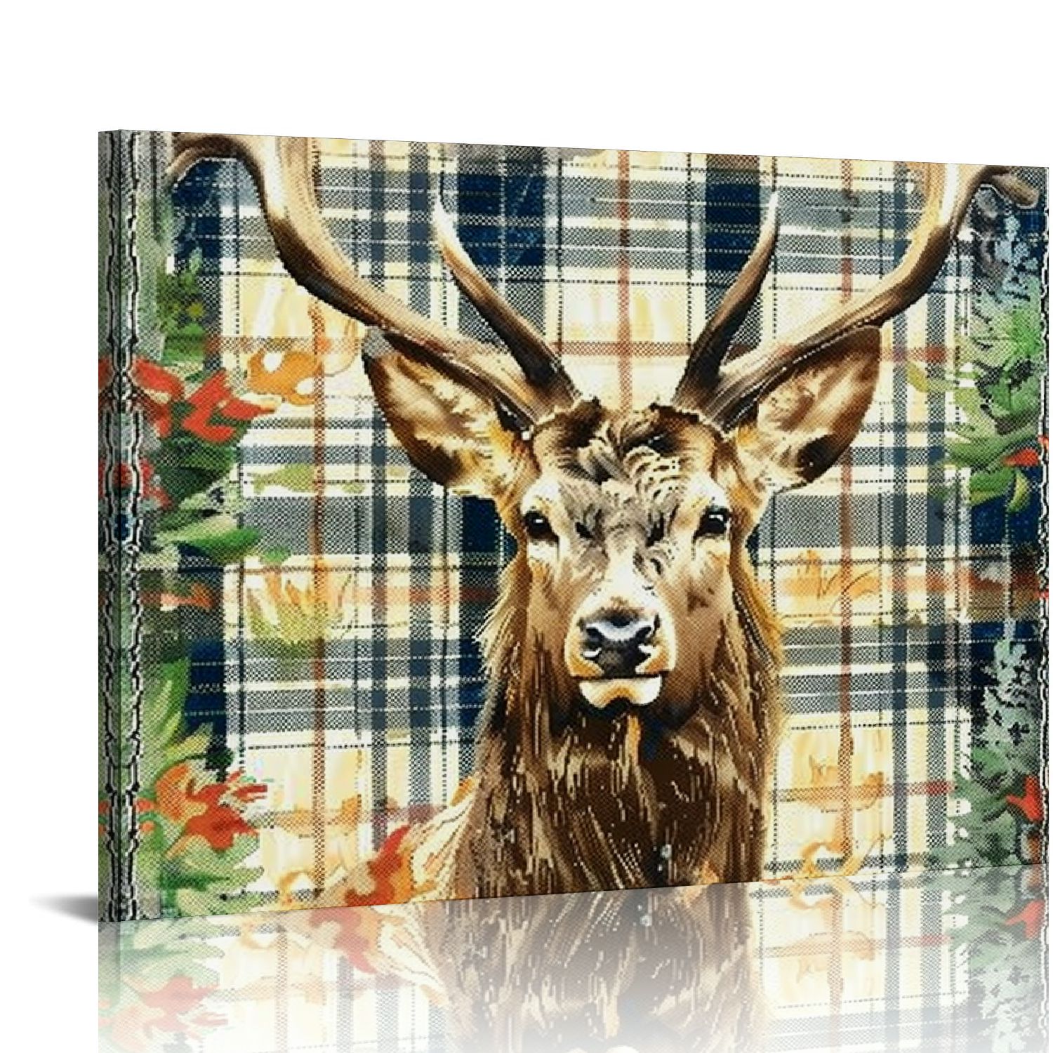 Orinice Deer Antlers Plaid Fine Art Aesthetic Poster & Print Wall ...