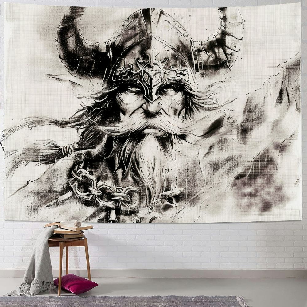 Orinice Demon Horns Sword Tapestry Wall Hanging Unique Style for Home ...
