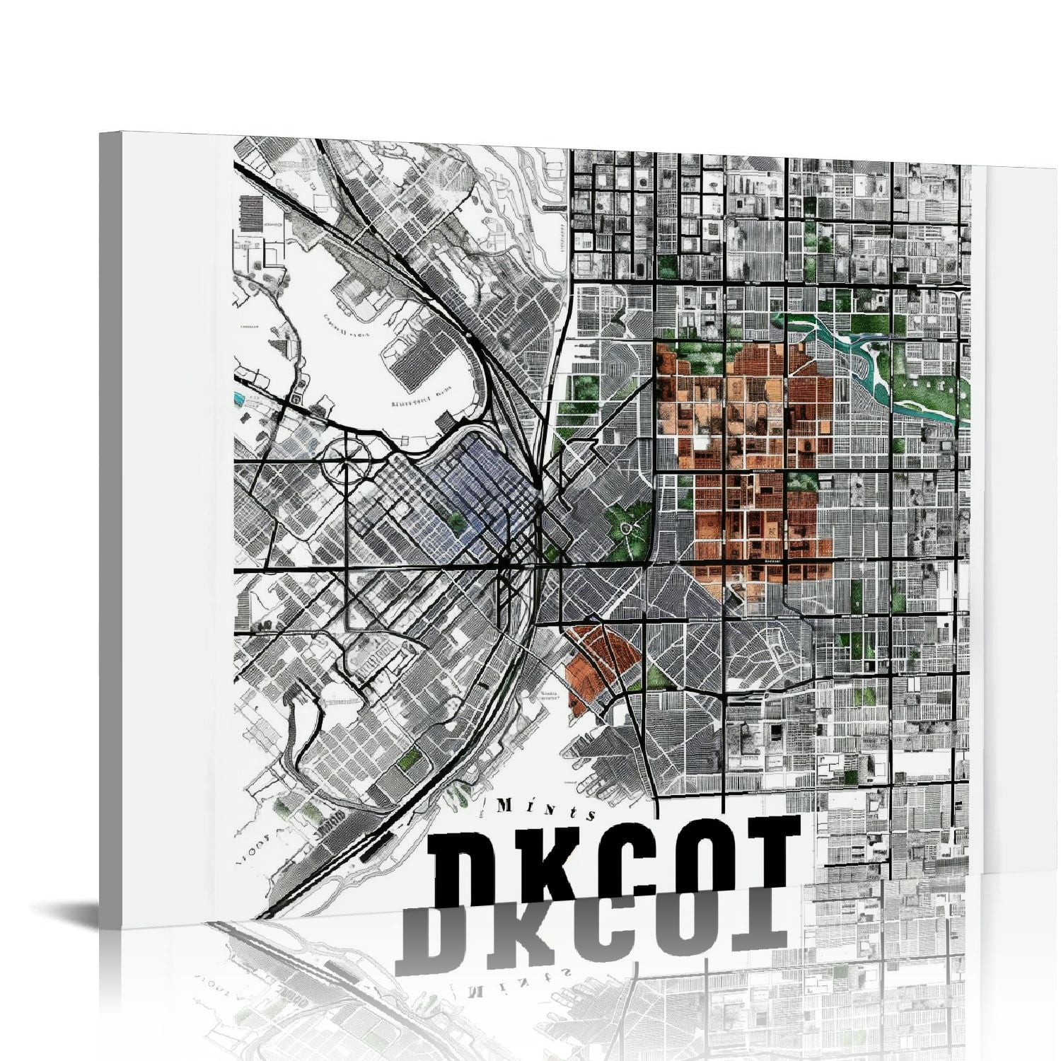 Orinice Detroit Michigan City View Abstract Road Modern Map Art Print ...