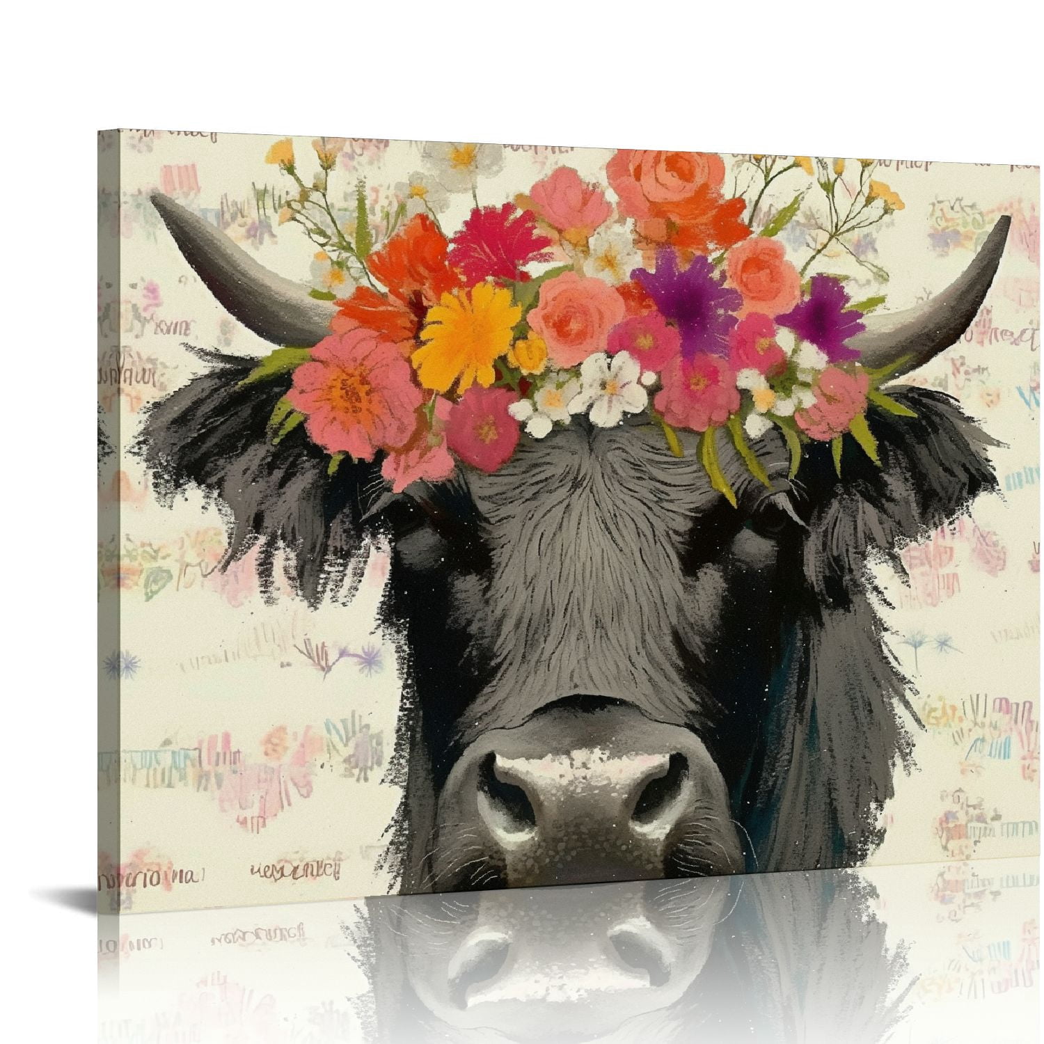 Orinice Dictionary Art Poster - Highland Cow Print - Cow Art - Flower ...