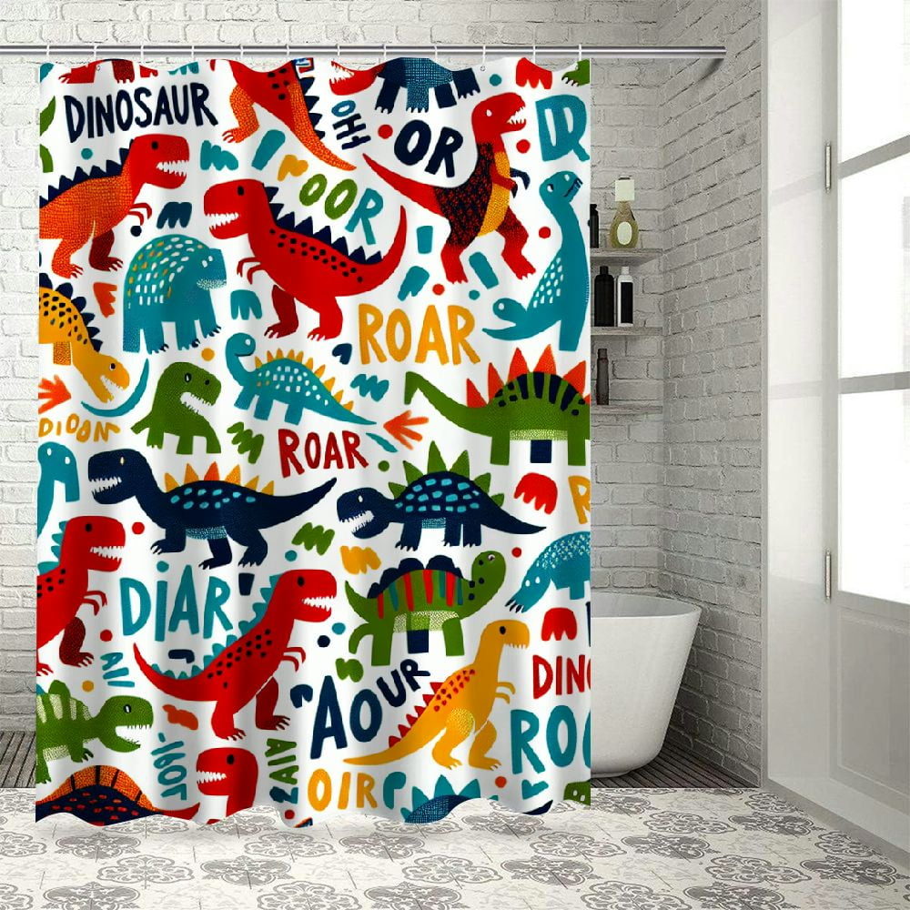 Orinice Dinosaur ROAR Colorful Bathroom Decor Set with Hooks ...