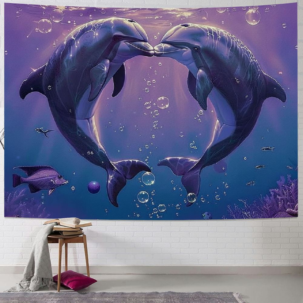 Orinice Dolphin Kissing Love Ocean Bath Dolphin Wall Art Dolphin ...