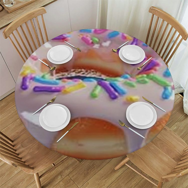 Orinice Donut Icing Sprinkles 100% Polyester Round Table Cloth Stain ...