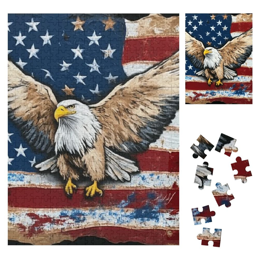 Orinice Eagle American Flag Texas Wooden Jigsaw Puzzle Vertical Leisure ...