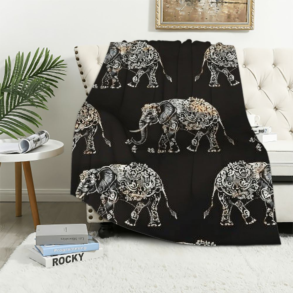 Orinice Elephants Warm Lightweight Blanket Soft Fleece Blankets for All ...