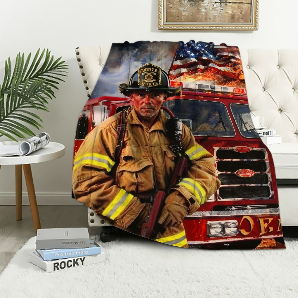 Orinice Firefighter Blanket Fireman Gifts for Men Fire Fighter Hero ...