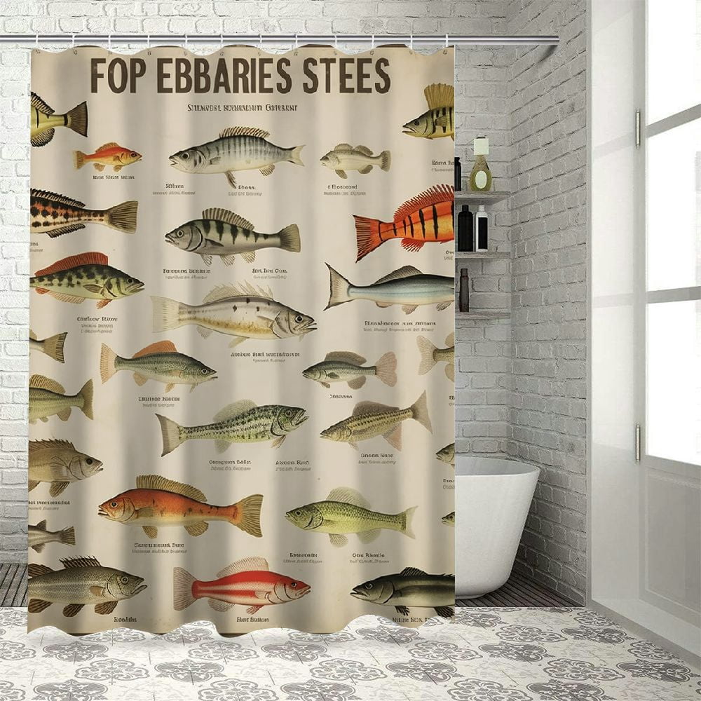 Orinice Fish Shower Curtain for Man Rustic Retro Fishing Fisherman ...
