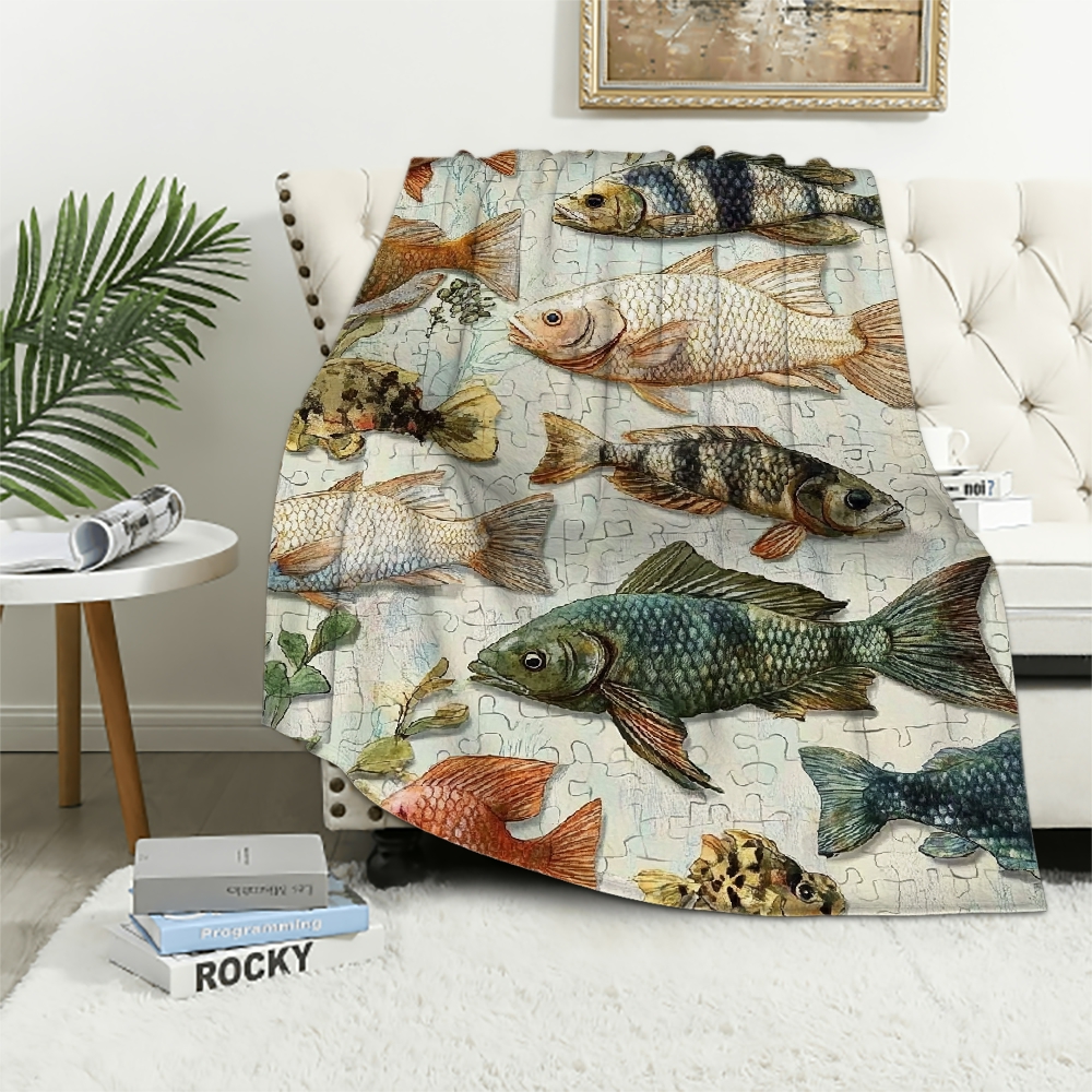 Orinice Fish Themed Throw Blanket - Plush, Soft, Comfy, Lightweight ...