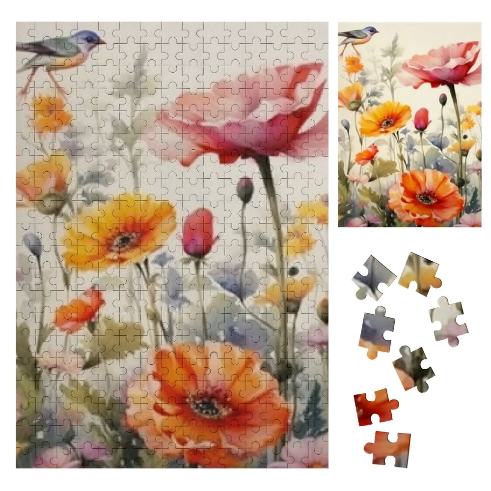 Orinice Flowers Bird Sky Vertical Impossible Wooden Puzzles with ...