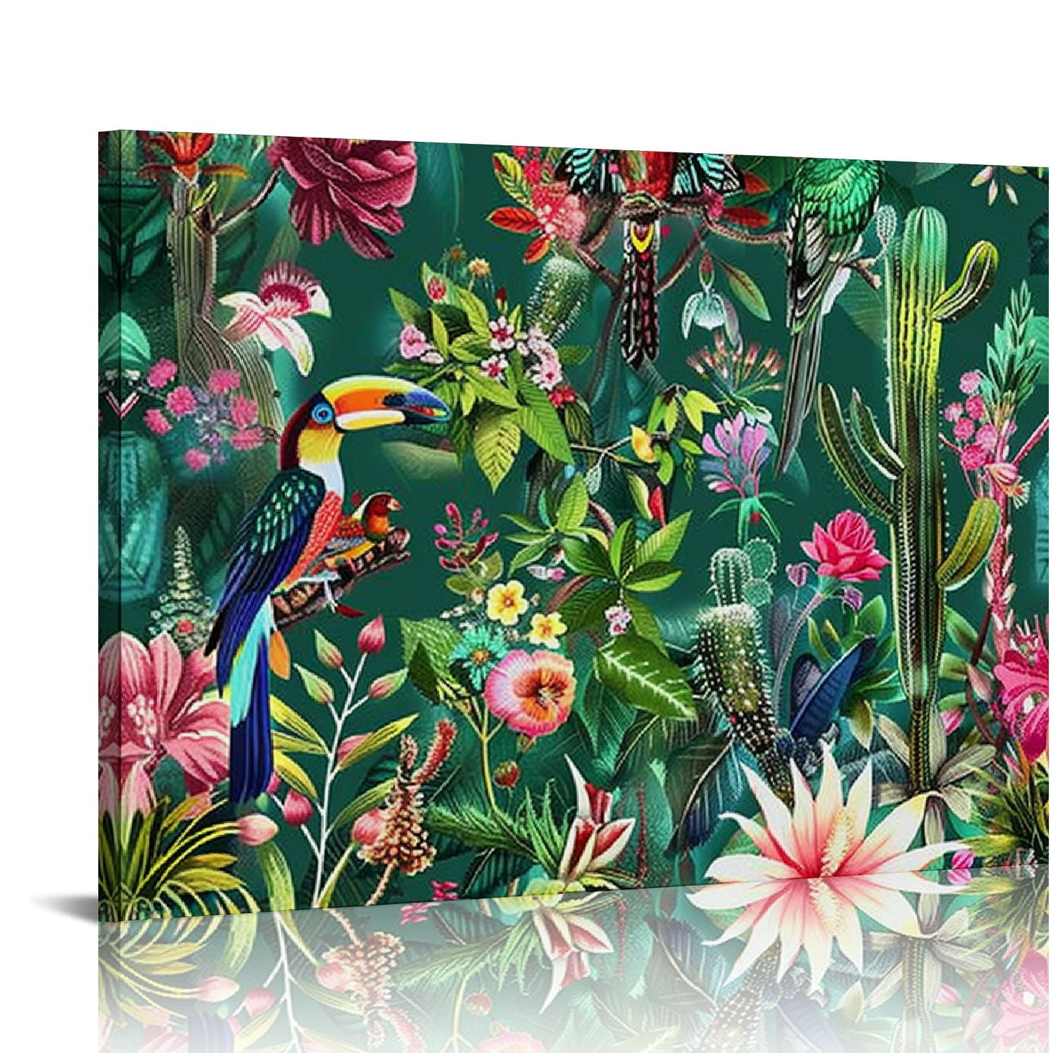 Orinice Flowers Birds Cactus Fine Art Aesthetic Poster & Print Wall Painting for Classroom ...