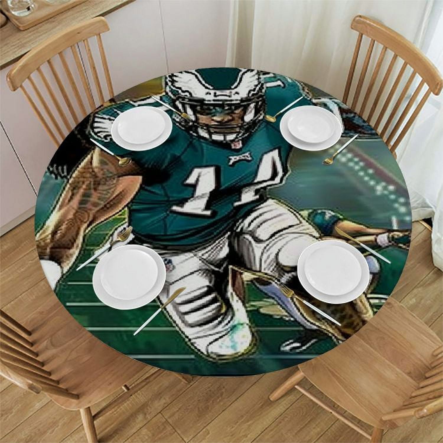 Orinice Football Player Eagle Round Table Cover Stain Resistant ...