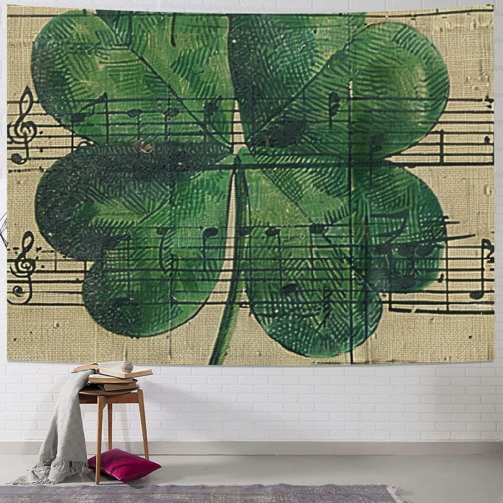 Orinice Four Leaf Clover Music Notes Tapestry Wall Hanging Unique Style ...
