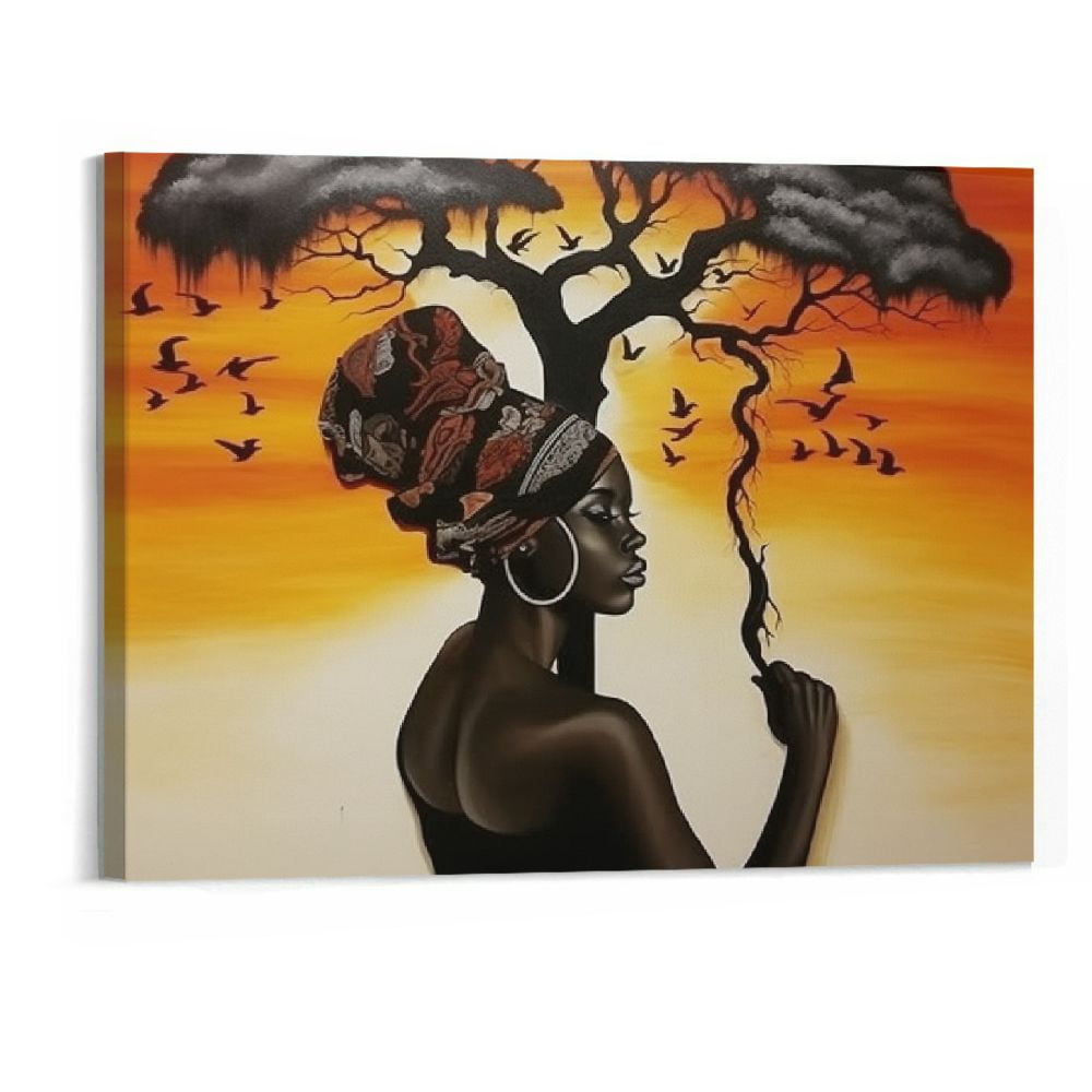 Orinice Framed African American Wall Art Homesick African Woman Posters Canvas Painting Black ...