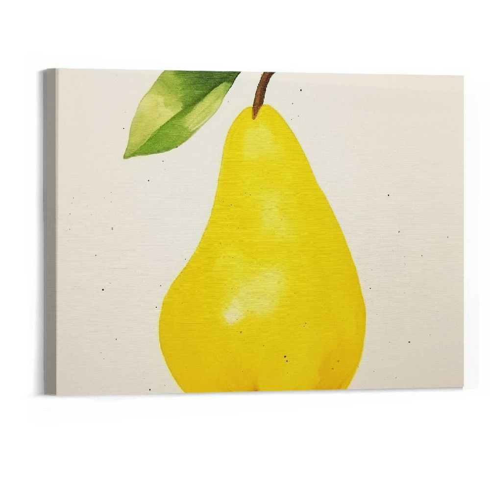 Orinice Framed Canvas Print Wall Art Vibrant Yellow Pear with Paint ...
