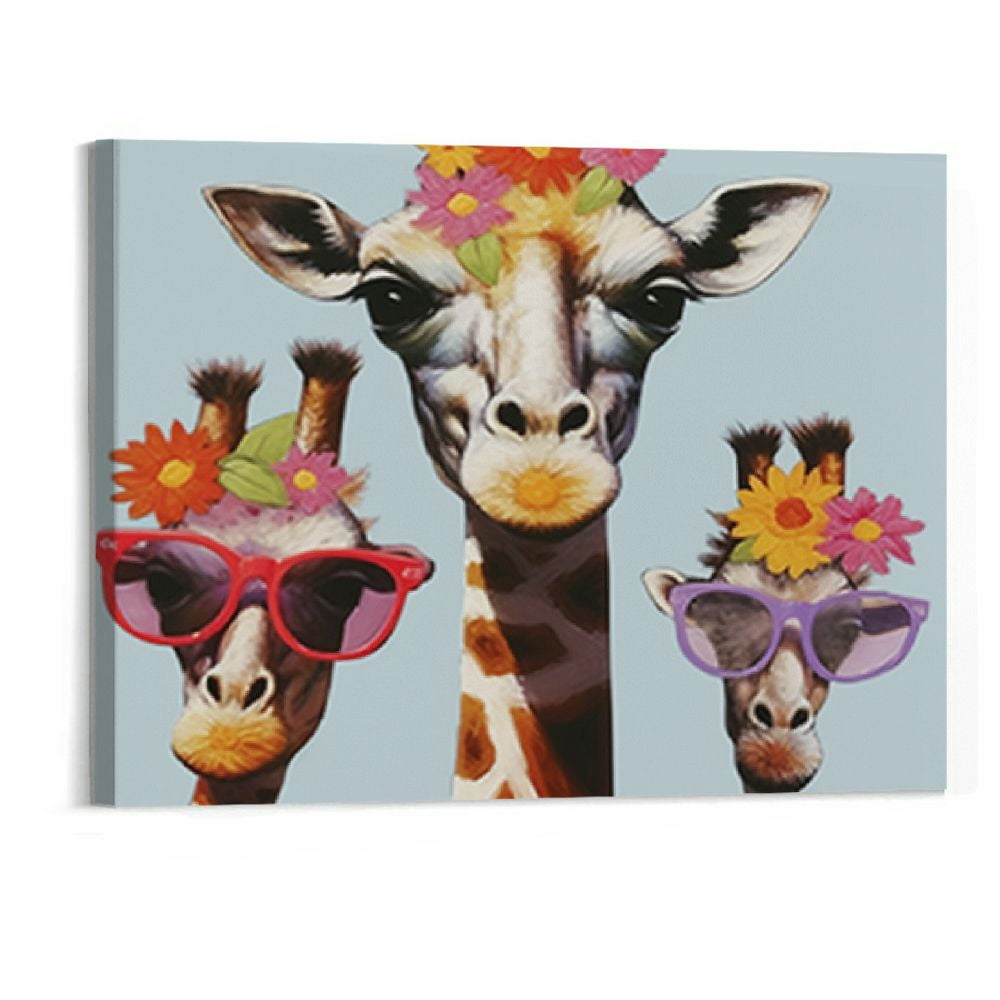 Orinice Funny Animal Canvas Wall Art Decor Lovely Giraffes Family ...