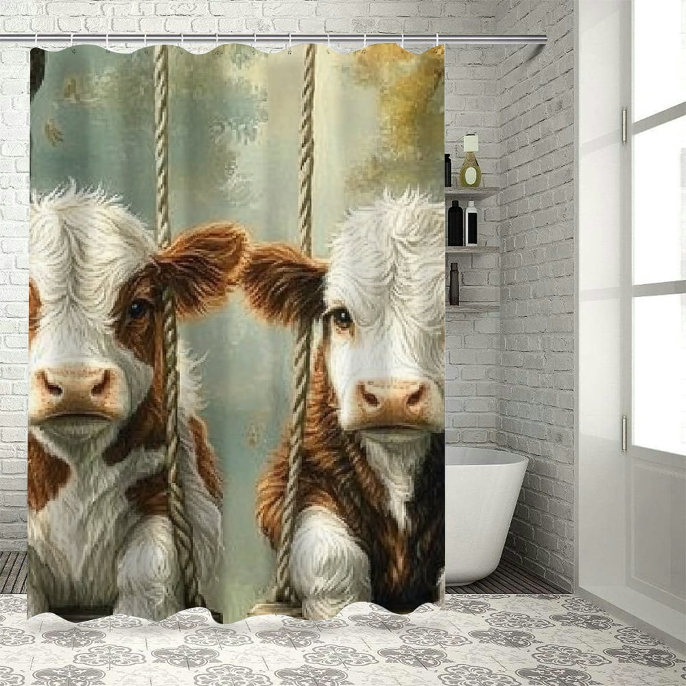 Orinice Funny Highland Cow Shower Curtain for Bathroom, Farmhouse ...