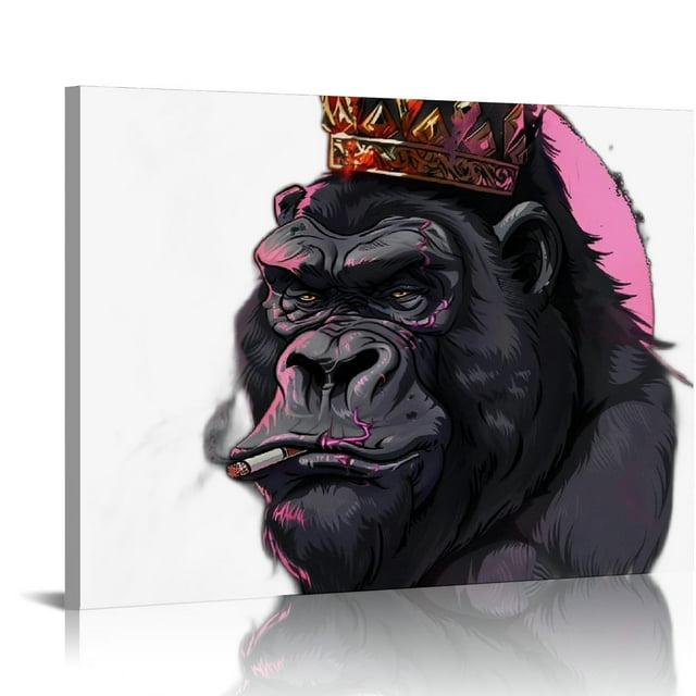 Orinice Gorilla Crown Furry Art Aesthetic Poster & Print Wall Painting ...