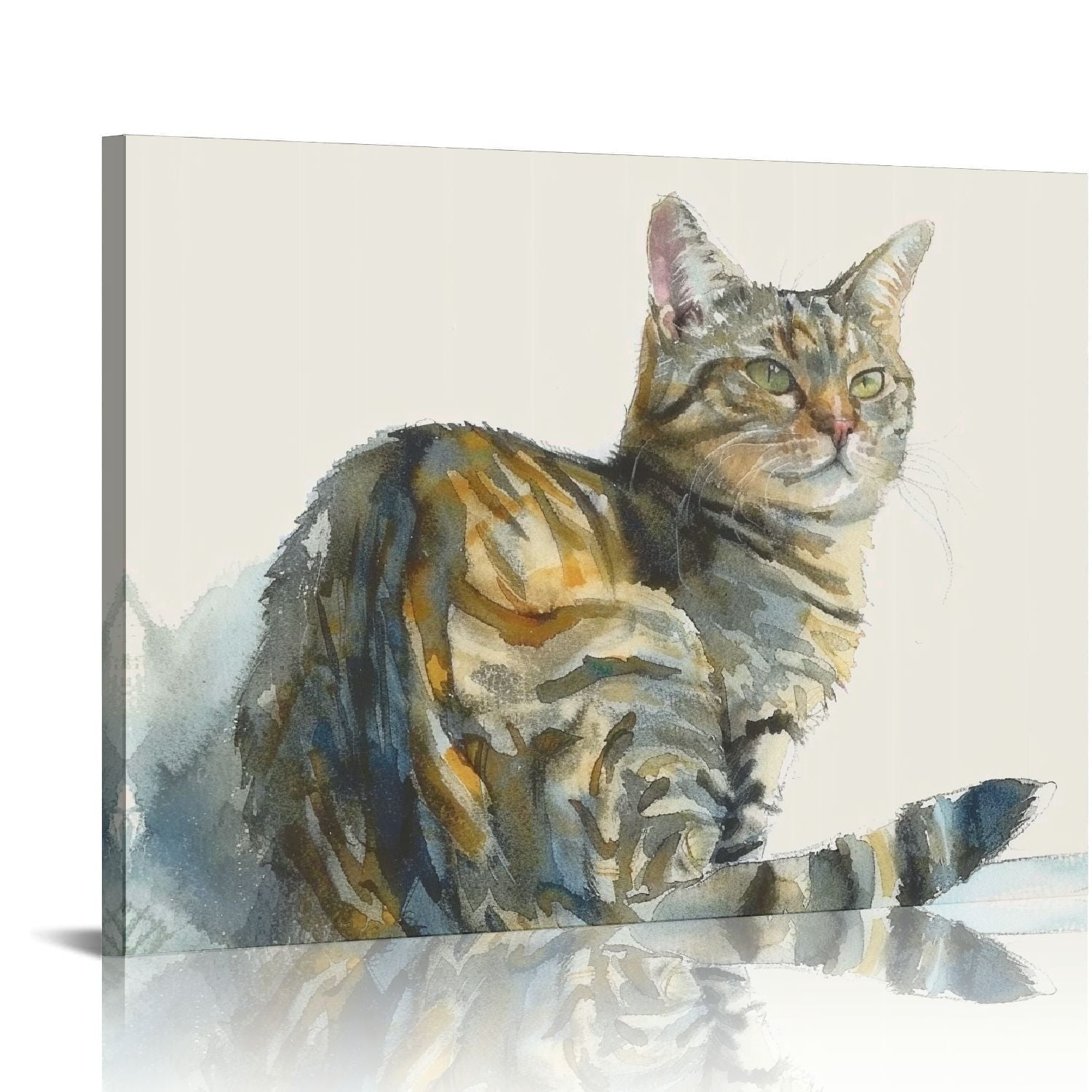 Orinice Gray Tabby Cat Art Print, Minimal Wall Decor, UNFRAMED, Signed ...