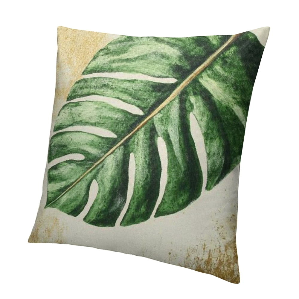 Orinice Green Palm Leaf Pillow Covers Tropical Monstera Leaves Throw ...