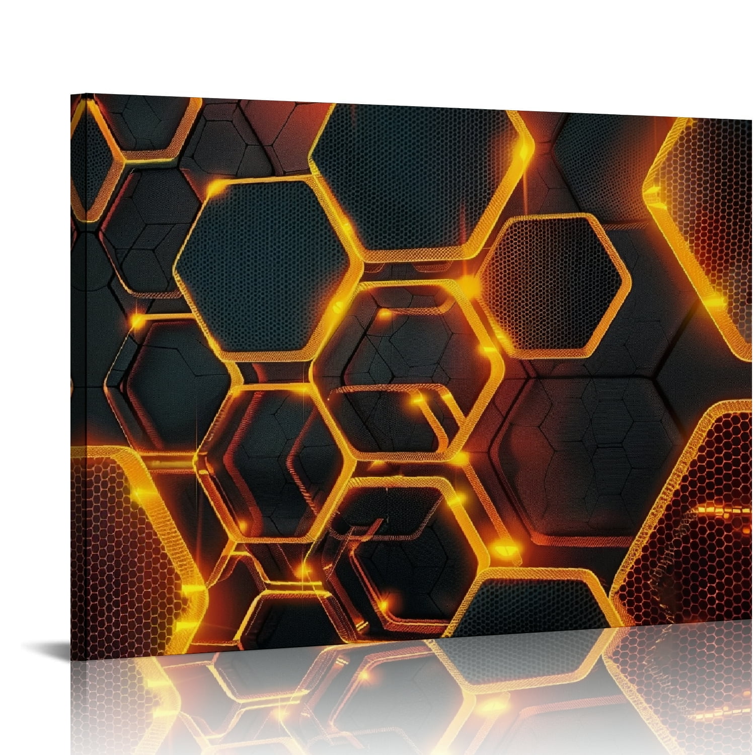 Orinice Hexagonal Shapes Beeple Futuristic Canvas Prints Wall Art for ...