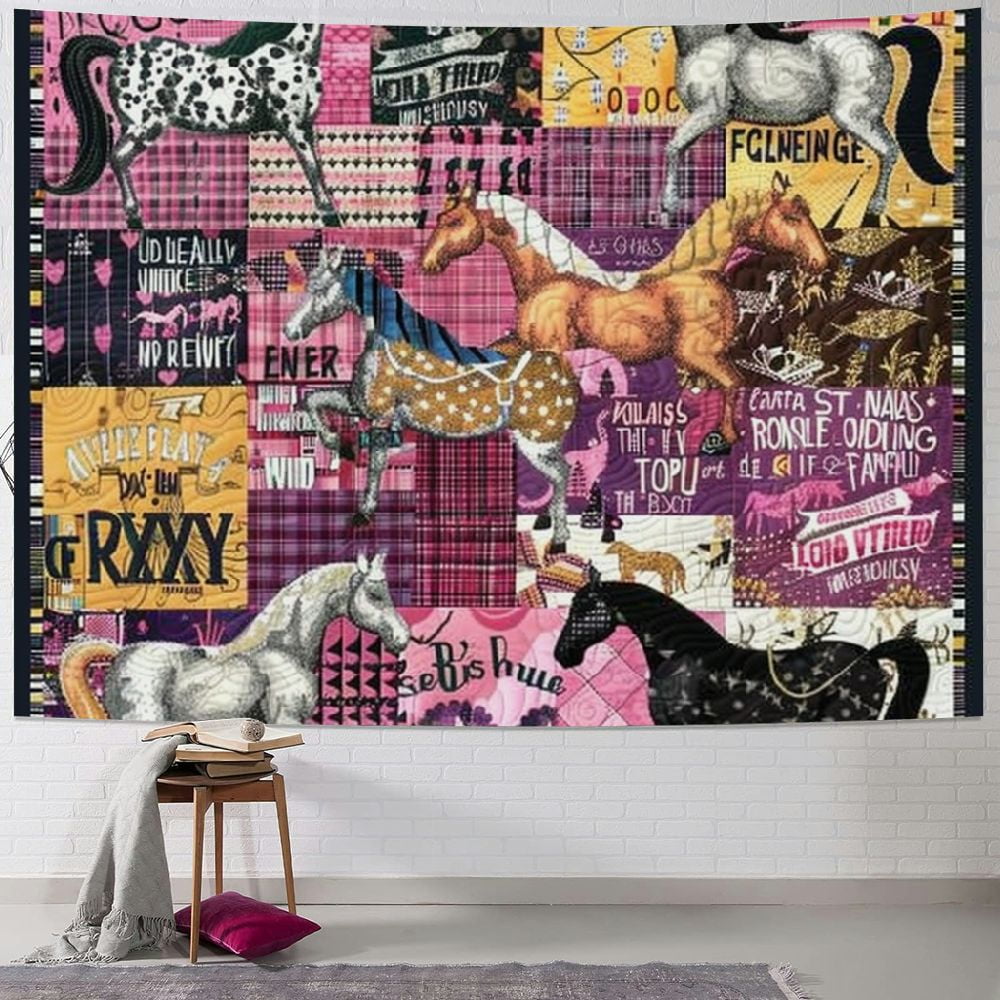 Orinice Horses Quilt Maximalism Tapestry Wall Hanging Unique Style ...
