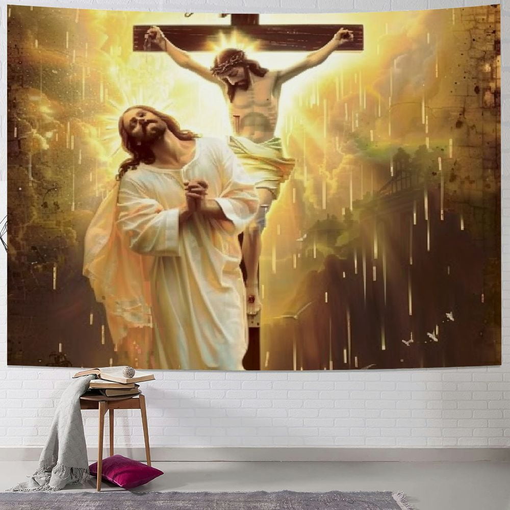 Orinice Jesus Cross Radiant Light Tapestry Wall Hanging Unique Style ...