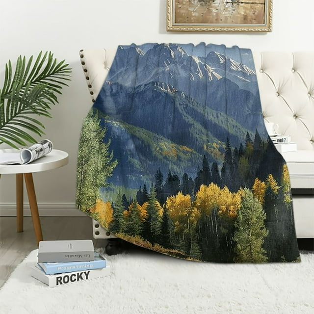 Orinice Landscape Soft Flannel Fleece Throw Blanket, Snow Village ...