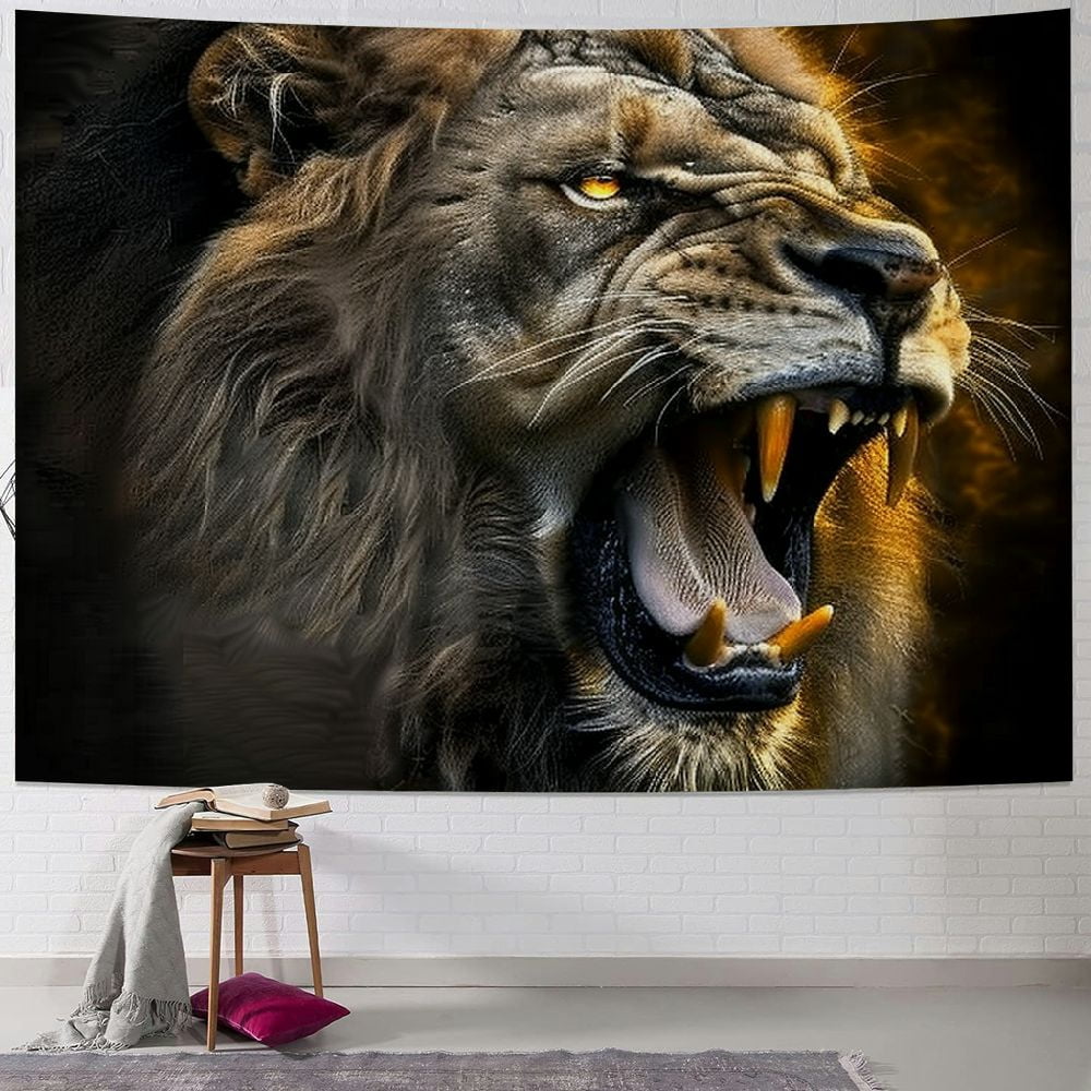 Orinice Lion Fantasy Angry Tapestry Wall Hanging Unique Style for Home ...