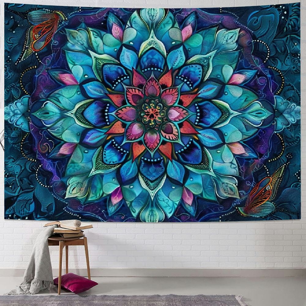 Orinice Mandala Tapestry Bohemian Tapestries Gothic Sun and Moon Moth ...