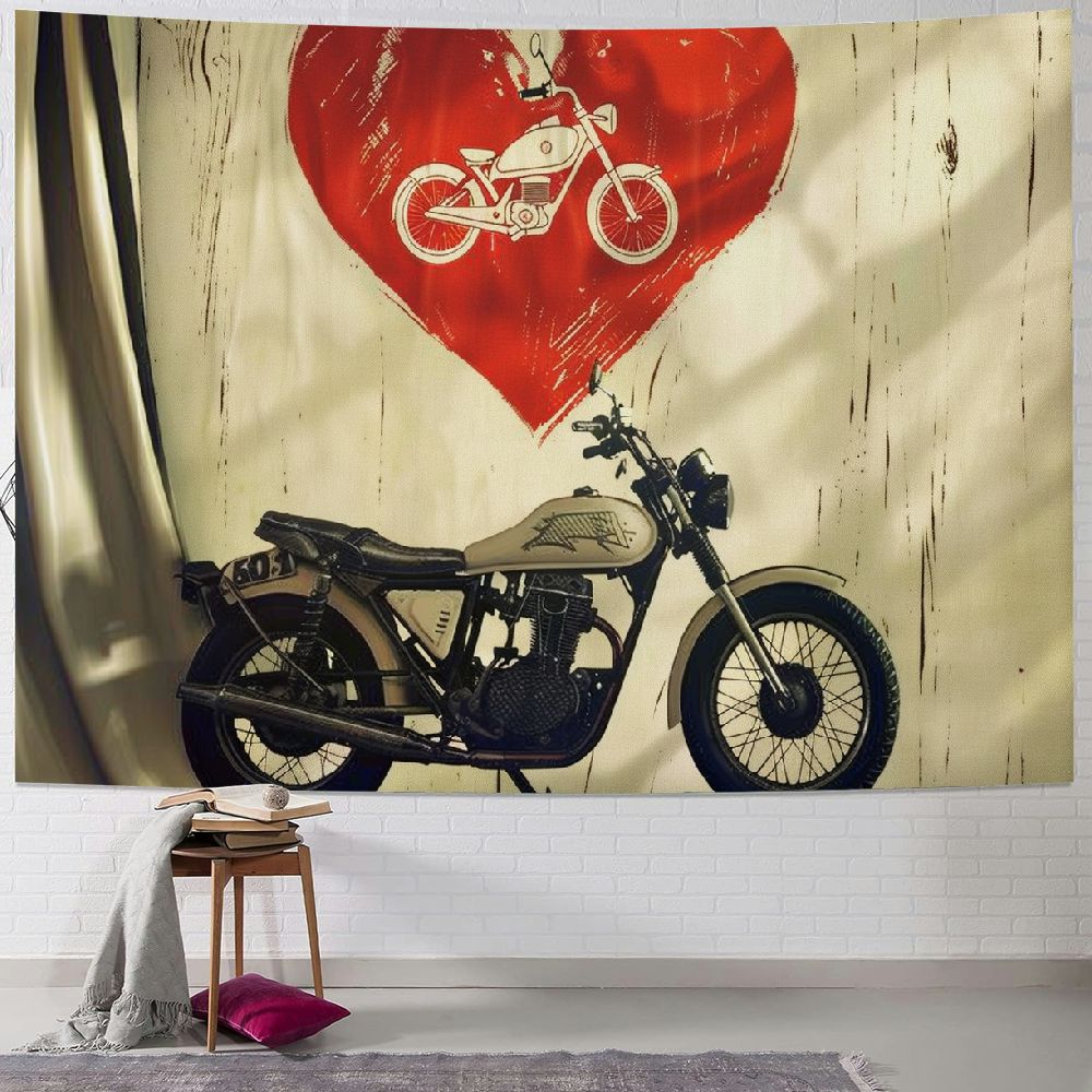 Orinice Manly Tapestry, Vintage Grunge Flat Looking Motorcycle and I ...