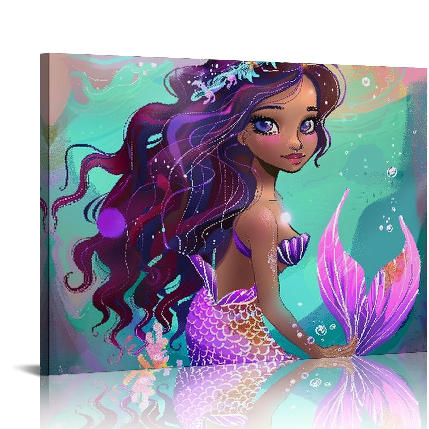 Orinice Mermaid Purple Hair Pink Tail Fine Art Aesthetic Poster & Print ...