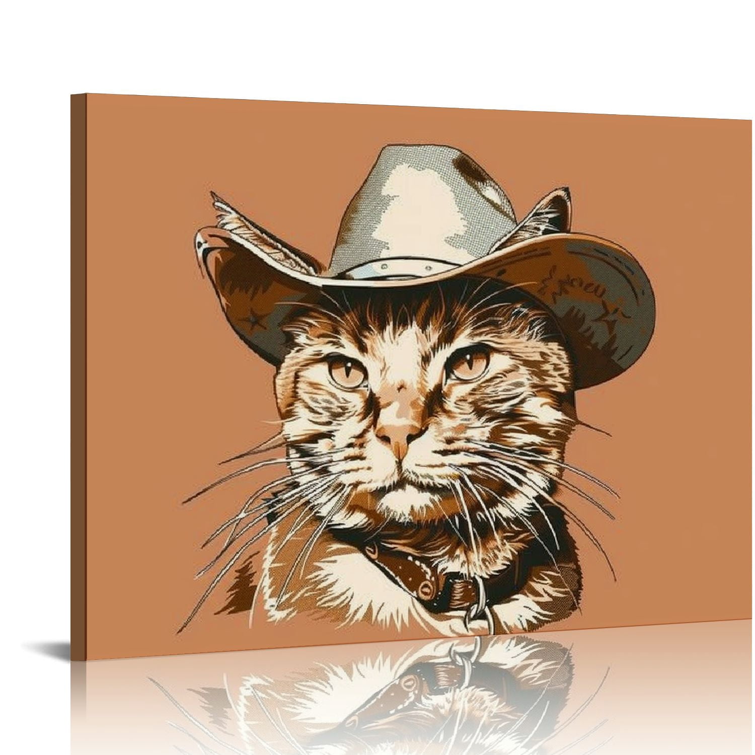 Orinice Modern Orange Cowboy Cat Texas Hat Western Eclectic Wild West ...