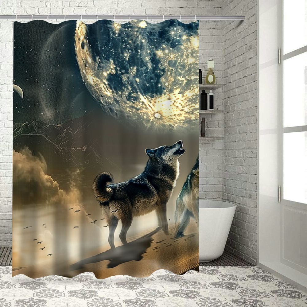 Orinice Moon Wolves Fantasy Art Bathroom Decor Set, Colorful Luxurious ...