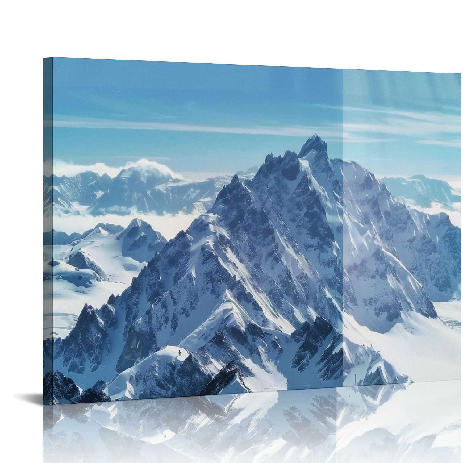 Orinice Mountain Range Snowboarder Blue Sky Fine Art Aesthetic Poster ...