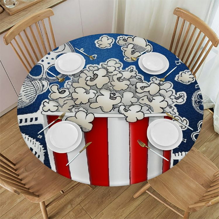 Orinice Movie Reel Popcorn Cinema Round Table Cover Stain Resistant ...