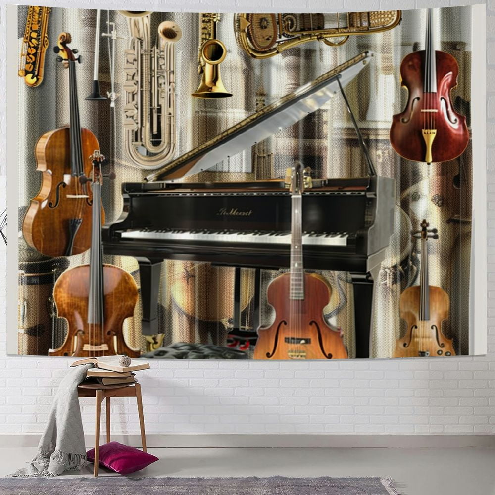 Orinice Musical Instruments Piano Keyboard Tapestry Wall Hanging Unique ...