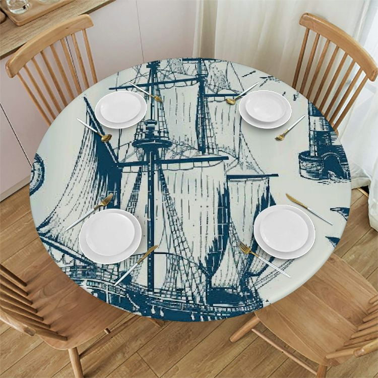 Orinice Nautical Items Round Table Cover Stain Resistant Washable ...