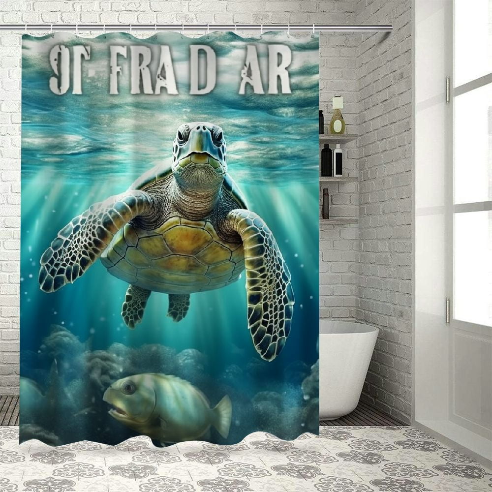Orinice Nautical Sea Turtle Shower Curtain Ocean Beach Animal Cartoon ...