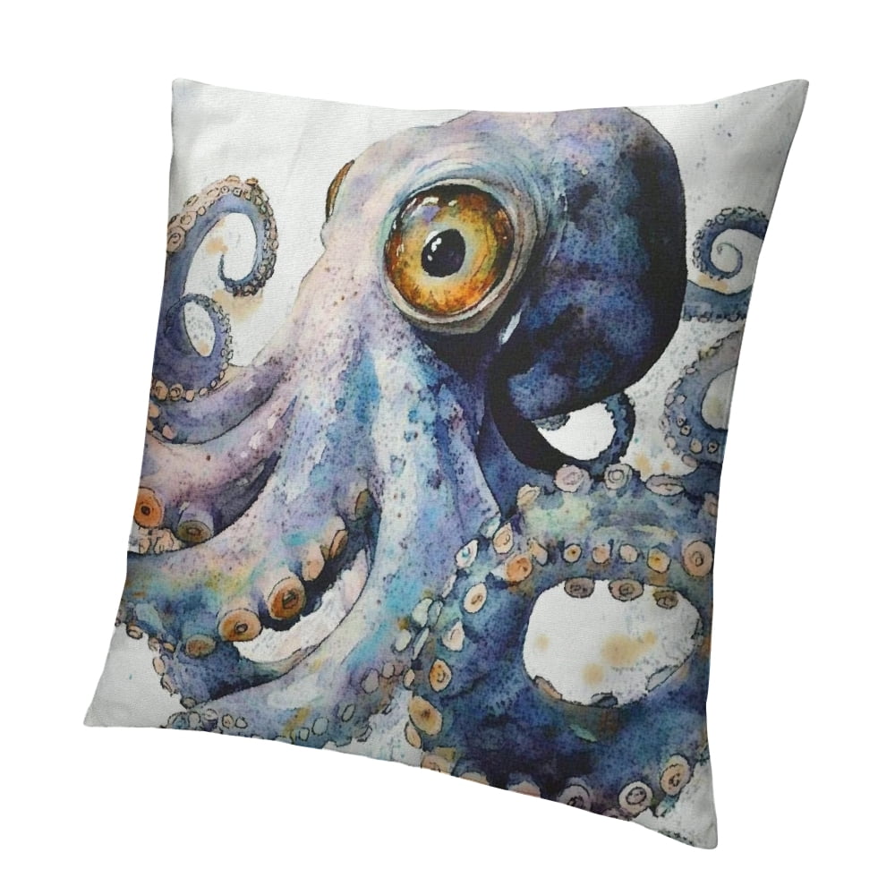 Orinice Octopus Bed Pillow Covers, Watercolor Ocean Sea Octopus ...